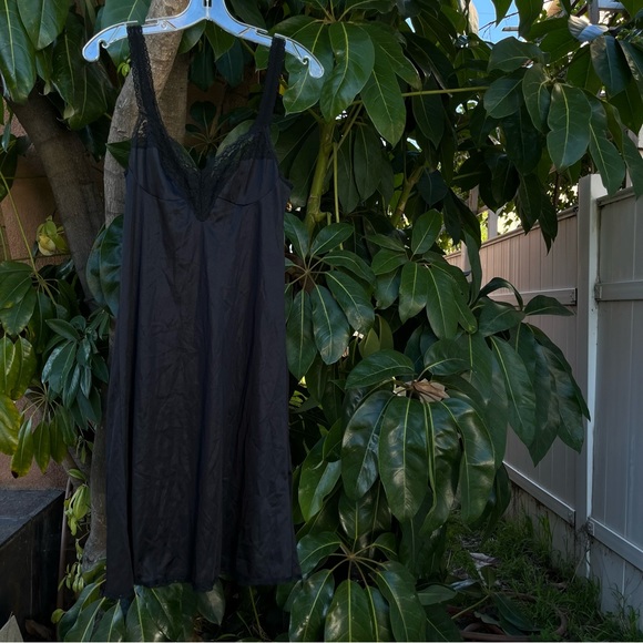 Vintage | Dresses | Vintage Vassarette Black Lingerie Slip With Lace ...